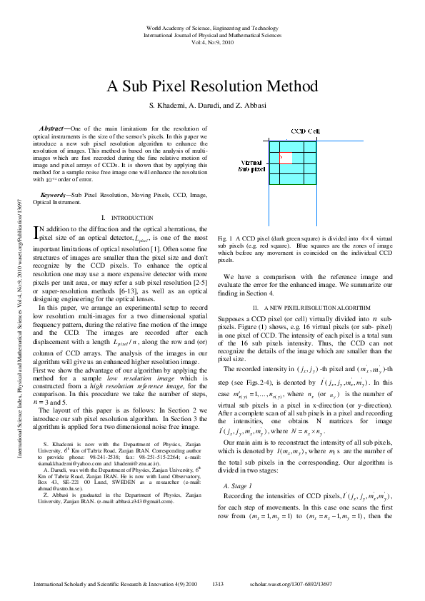 (PDF) A Sub Pixel Resolution Method