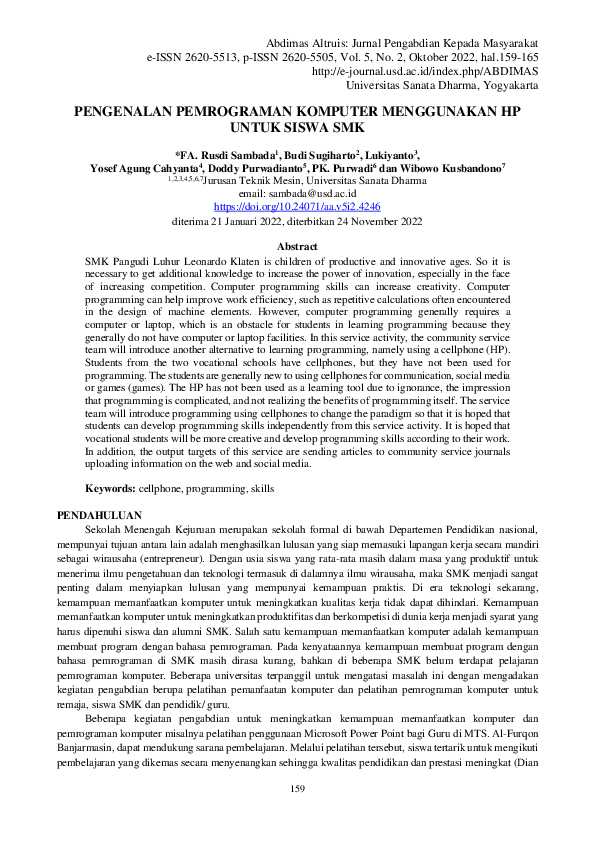 (PDF) Pengenalan Pemrograman Komputer Menggunakan HP Untuk Siswa SMK