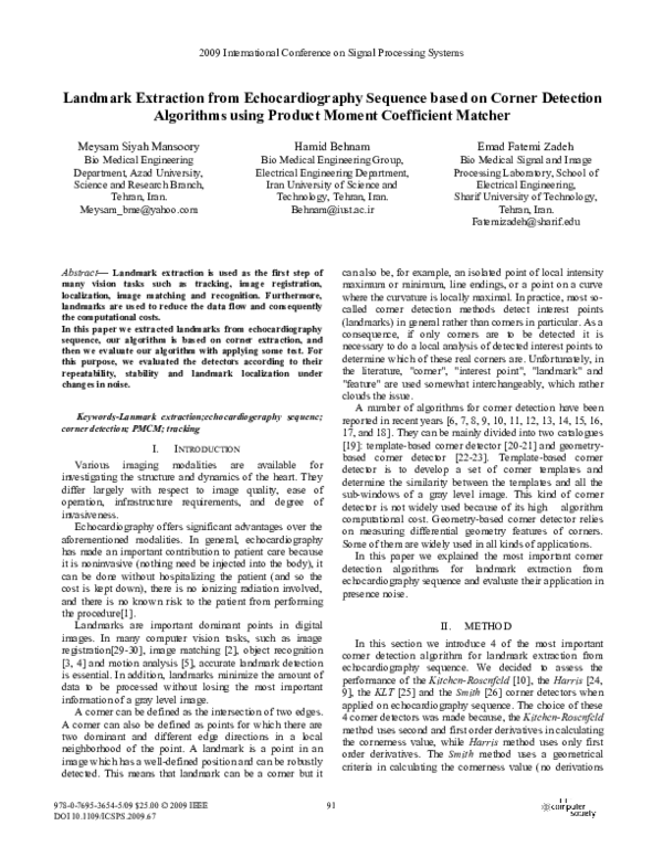 (PDF) Landmark Extraction from Echocardiography Sequence Based on Corner Detection Algorithms ...