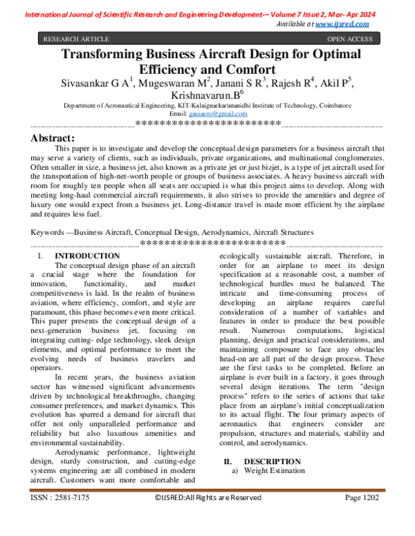 (PDF) Transforming Business Aircraft Design for Optimal Efficiency and ...