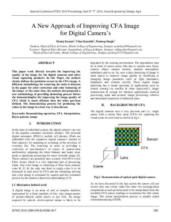 (PDF) A New Approach of Improving CFA Image for Digital Camera's