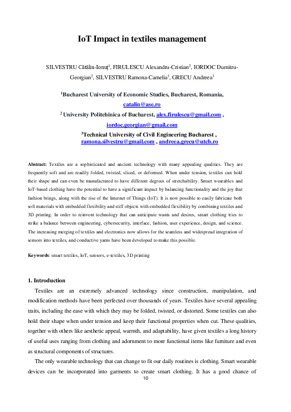 (PDF) IoT Impact in textiles management