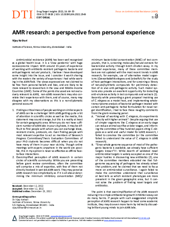 (PDF) AMR research: a perspective from personal experience