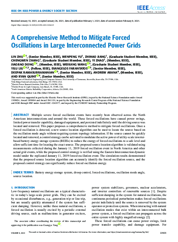 (PDF) A Comprehensive Method to Mitigate Forced Oscillations in Large ...