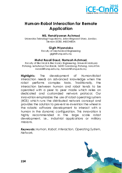 (PDF) Human-Robot Interaction for Remote Application