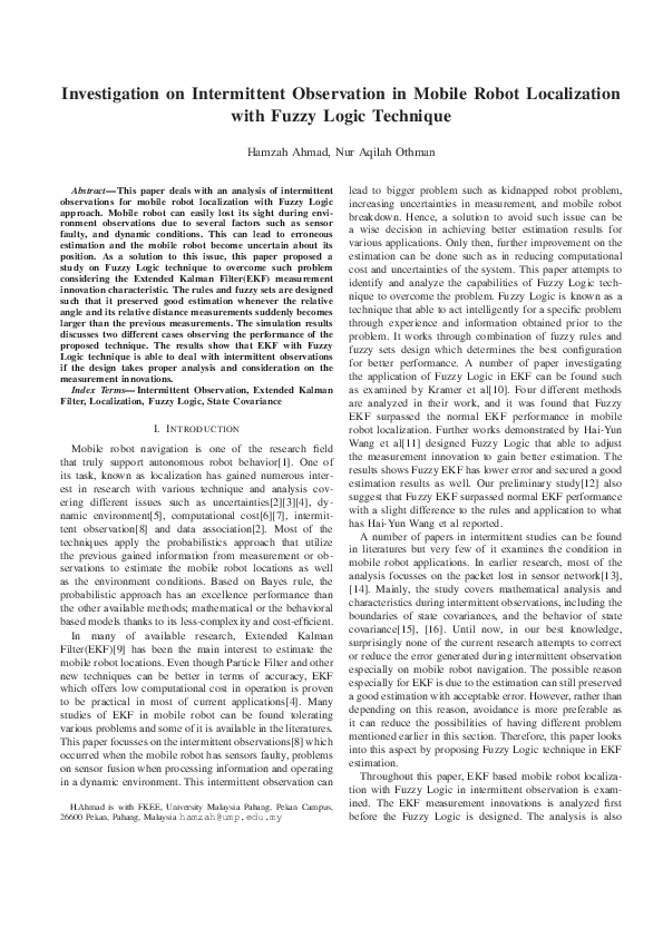 (PDF) Investigation on intermittent observation in mobile robot ...