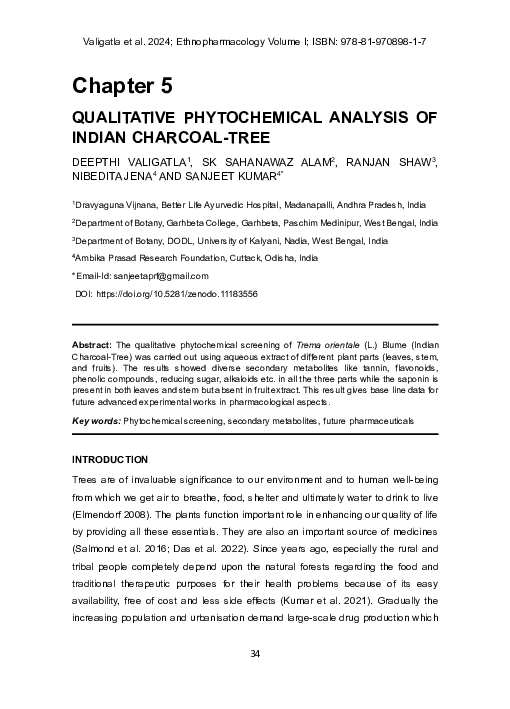 (PDF) QUALITATIVE PHYTOCHEMICAL ANALYSIS OF INDIAN CHARCOAL-TREE