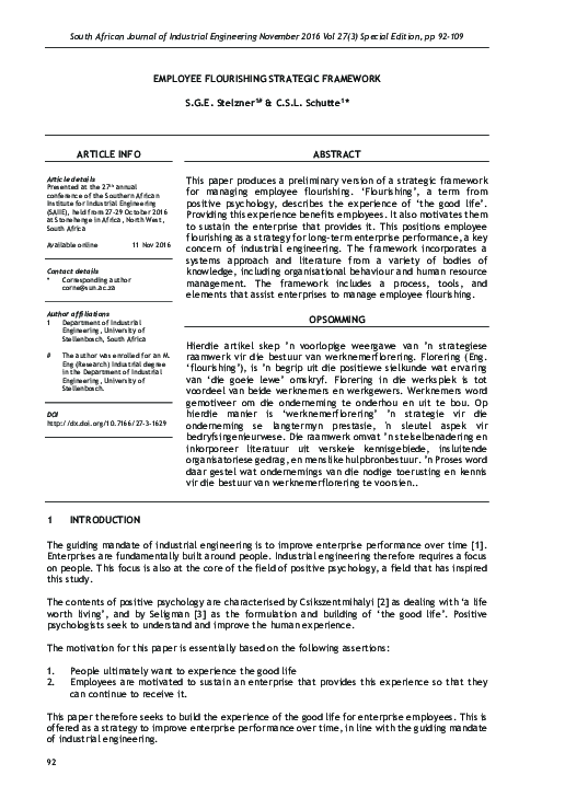 (PDF) Employee Flourishing Strategic Framework | Corne Schutte ...