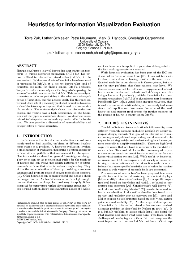 (PDF) Heuristics for information visualization evaluation