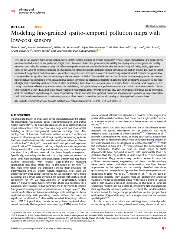 (PDF) Modeling fine-grained spatio-temporal pollution maps with low-cost sensors