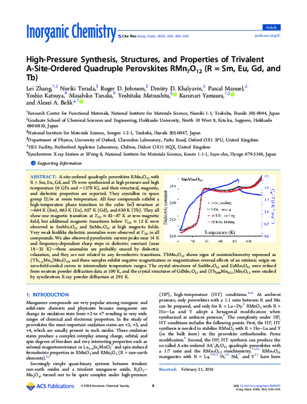 (PDF) High-Pressure Synthesis, Structures, and Properties of New ...