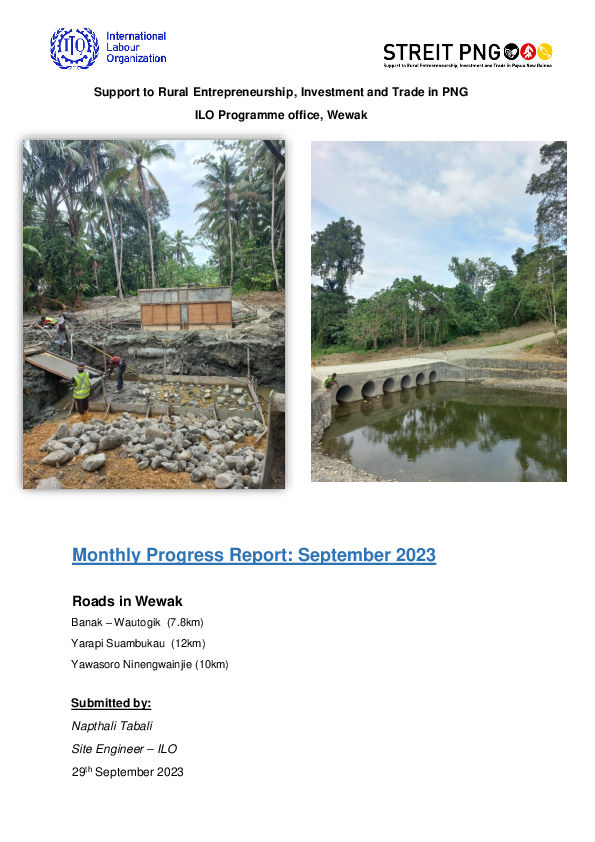 (PDF) STREIT ILO Monthly Progress Report September 2023 .Wewak Roads