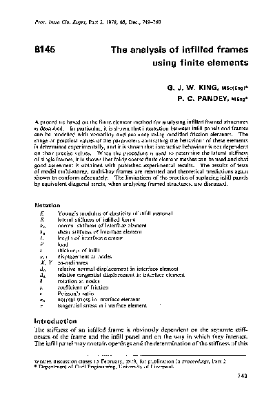 (PDF) The Analysis of Infilled Frames Using Finite Elements