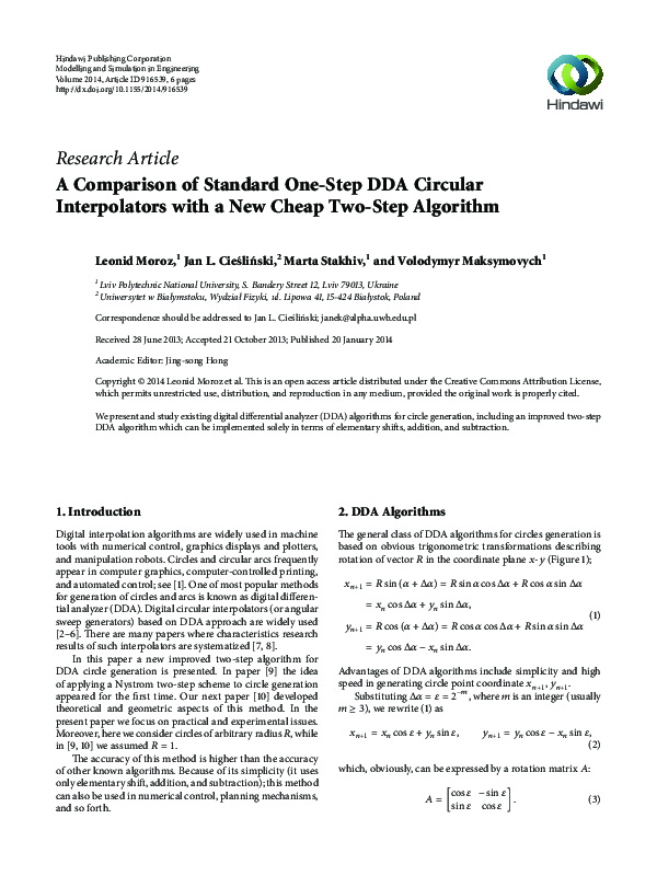 (PDF) A Comparison of Standard One-Step DDA Circular Interpolators with a New Cheap Two-Step ...