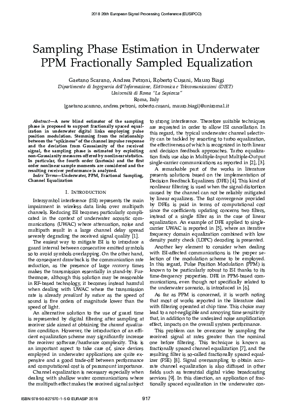 (PDF) Sampling Phase Estimation in Underwater PPM Fractionally Sampled ...
