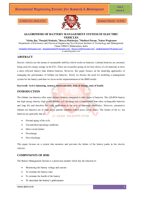 (PDF) Algorithms of Battery Management System of Electric Vehicles
