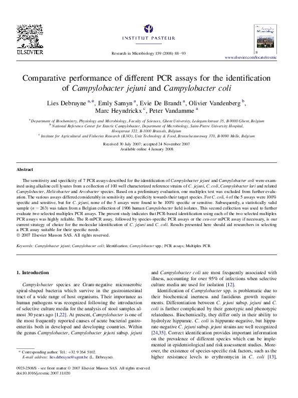 (PDF) Comparative performance of different PCR assays for the ...