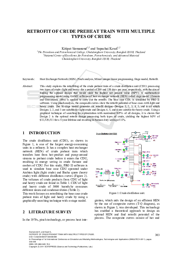 (PDF) Retrofit of Crude Preheat Train with Multiple Types of Crude
