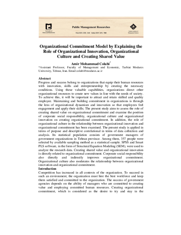 (PDF) Organizational Commitment Model by Explaining the Role of ...