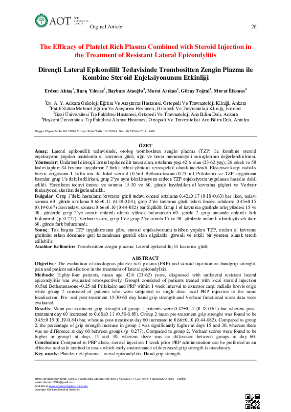 (PDF) The Efficacy of Platelet Rich Plasma Combined with Steroid ...