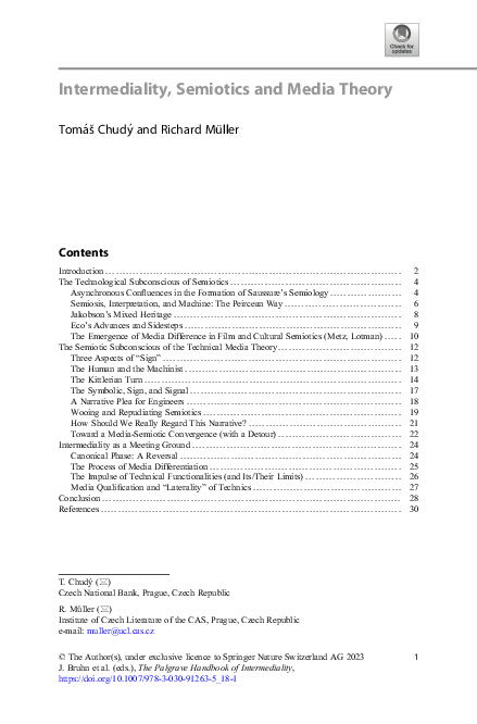 (PDF) Intermediality, Semiotics and Media Theory