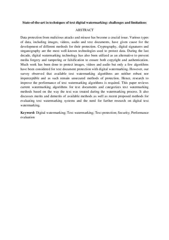 (PDF) State-of-the-Art in Techniques of Text Digital Watermarking ...