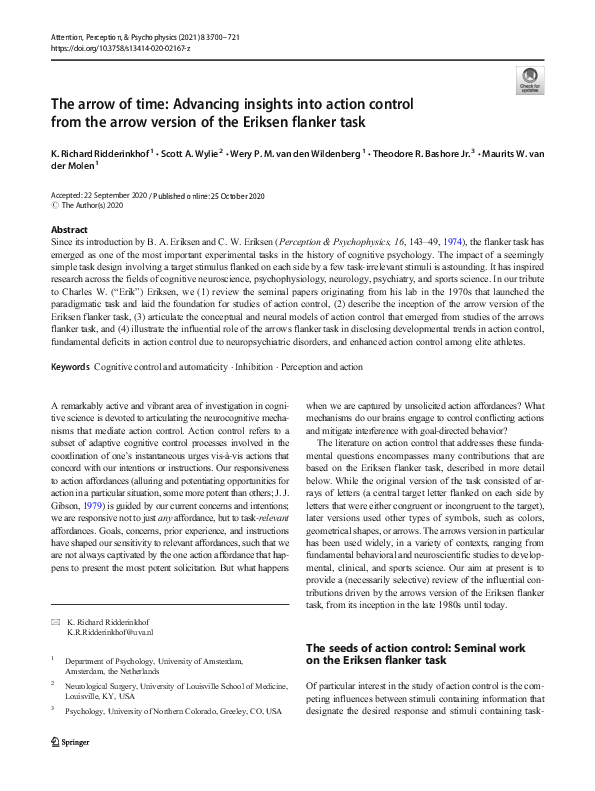 (PDF) The arrow of time: Advancing insights into action control from ...