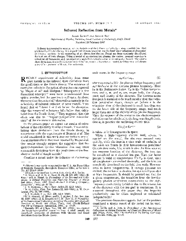 (PDF) Infrared Reflection from Metals