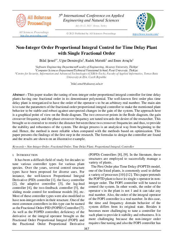 (PDF) Fractional Order Control for Time Delay Plants Stability