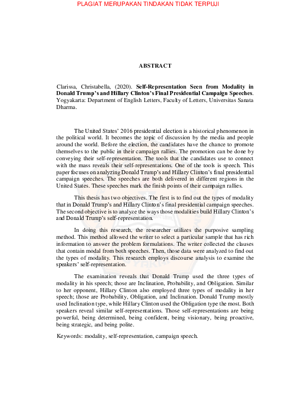 (PDF) Self-representation seen from modality in Donald Trump`s and ...