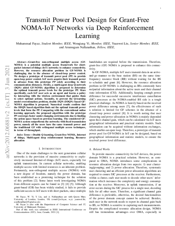 (PDF) Power Pool Design for GF-NOMA IoT Networks