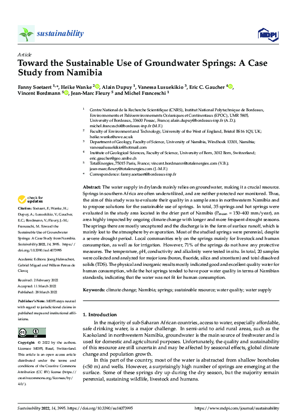 (PDF) Toward the Sustainable Use of Groundwater Springs: A Case Study ...