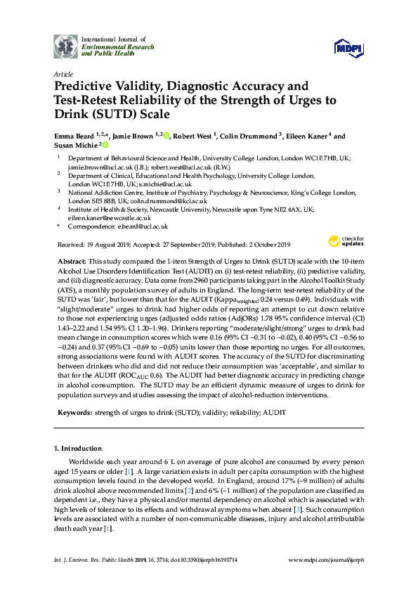 (PDF) Predictive Validity, Diagnostic Accuracy and Test-Retest ...