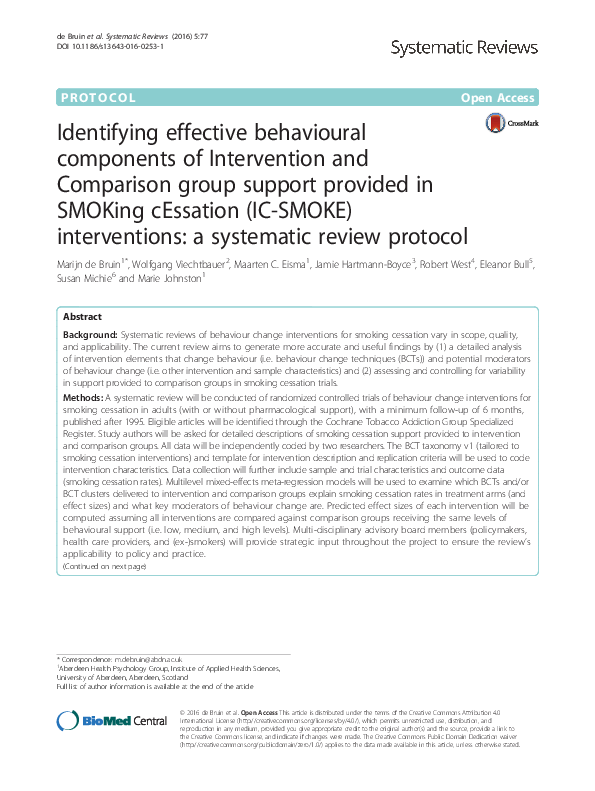 (PDF) Identifying effective behavioural components of Intervention and ...