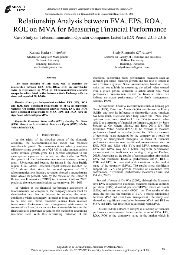 (PDF) Relationship Analysis between EVA, EPS, ROA, ROE on MVA for Measuring Financial ...