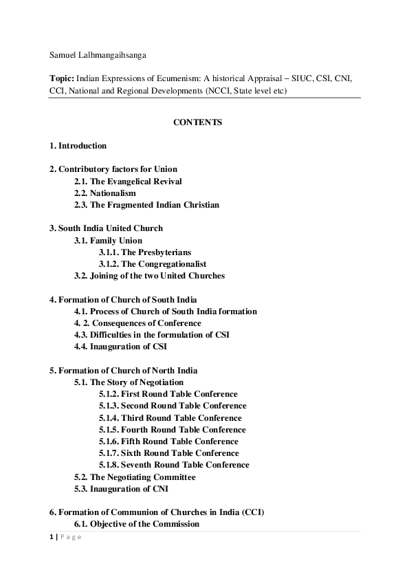 (PDF) Topic: Indian Expressions of Ecumenism: A historical Appraisal ...