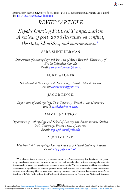 (PDF) Nepal's Ongoing Political Transformation: A review of post-2006 ...