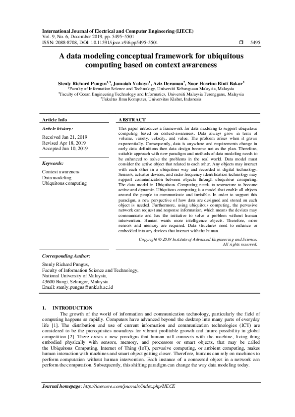 (PDF) A data modeling conceptual framework for ubiquitous computing based on context awareness