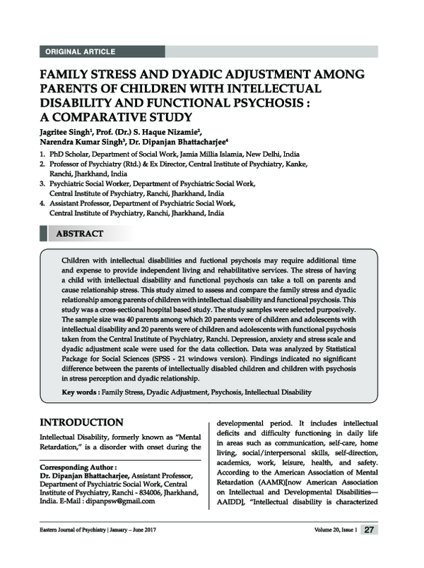 (PDF) Family Stress and Dyadic Adjustment among Parents of Children ...