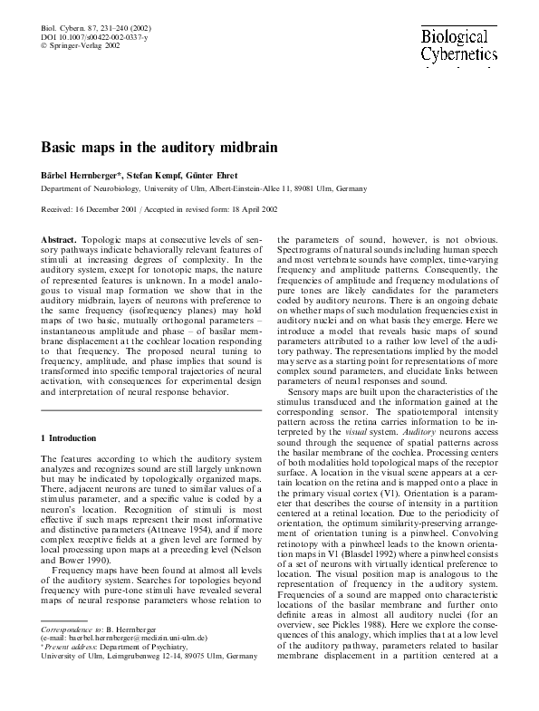 (PDF) Basic maps in the auditory midbrain