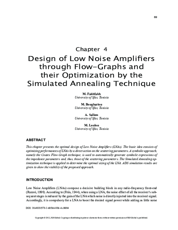 (PDF) Design of Low Noise Amplifiers through Flow-Graphs and their Optimization by the Simulated ...