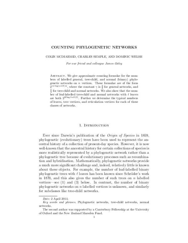 (PDF) Counting Phylogenetic Networks