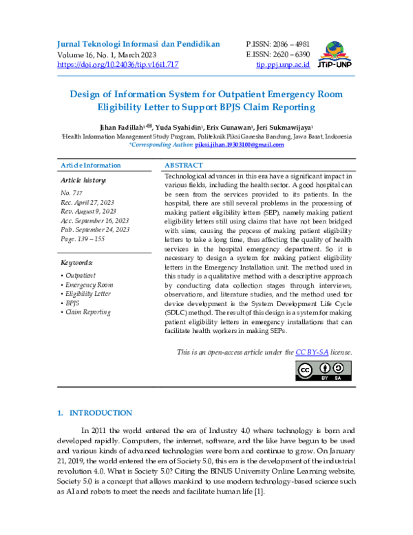(PDF) Design of Information System for Outpatient Emergency Room ...