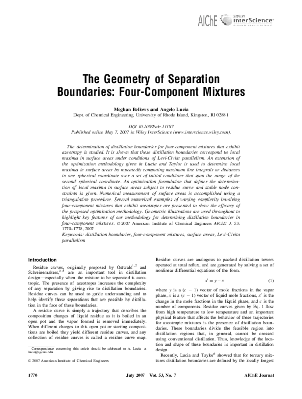(PDF) The geometry of separation boundaries: Four-component mixtures