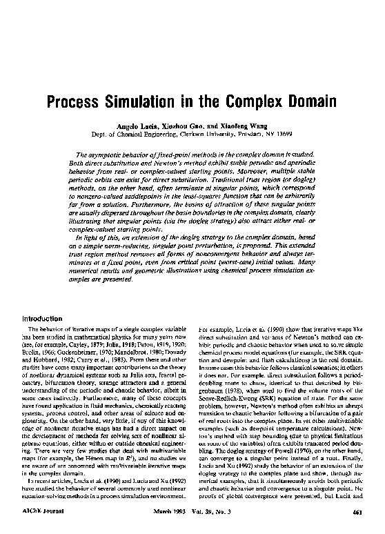 (PDF) Process simulation in the complex domain