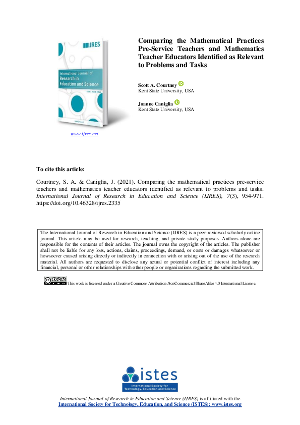 (PDF) Comparing the Mathematical Practices Pre-Service Teachers and ...