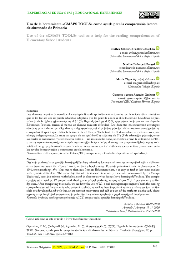 (PDF) Uso de la herramienta «CMAPS TOOLS» como ayuda para la comprensión lectora de alumnado de ...