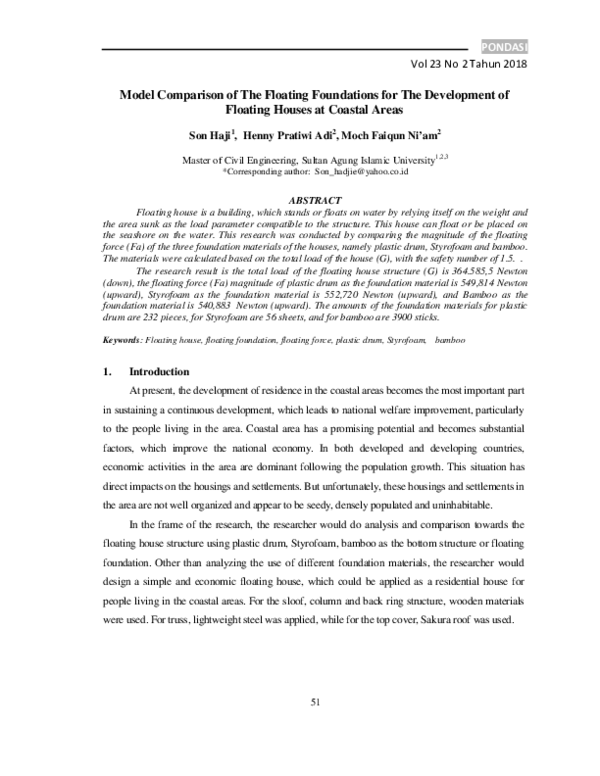 (PDF) Model Comparison of The Floating Foundations for The Development ...