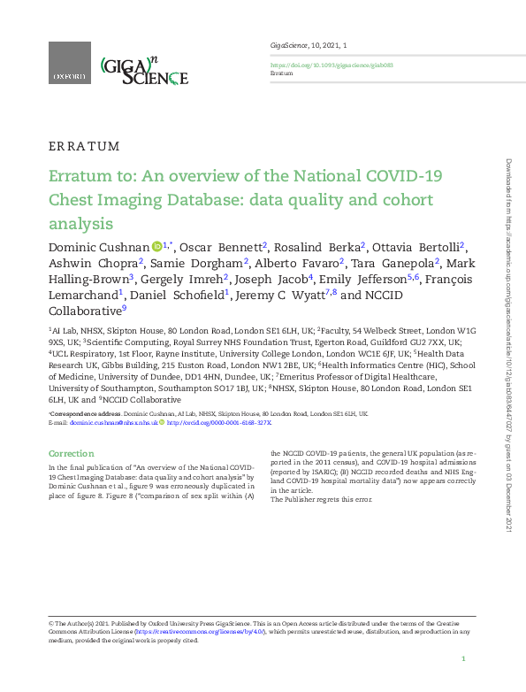 (PDF) Erratum to: An overview of the National COVID-19 Chest Imaging Database: data quality and ...