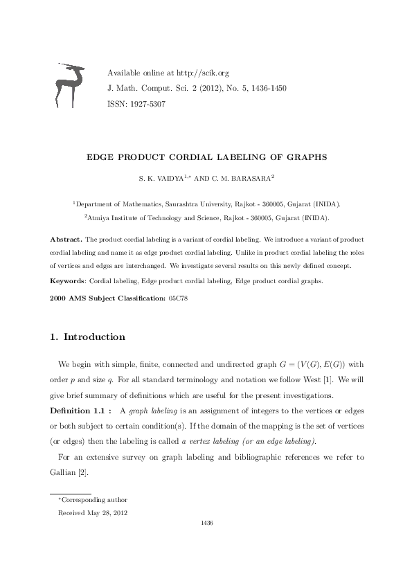(PDF) Edge product cordial labeling of graphs